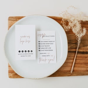 Garment Care Card Template INSTANT DOWNLOAD Simple Care Card - Etsy