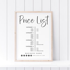 Printable Price List & Payment Sign, QR Code Sign Template, Editable ...