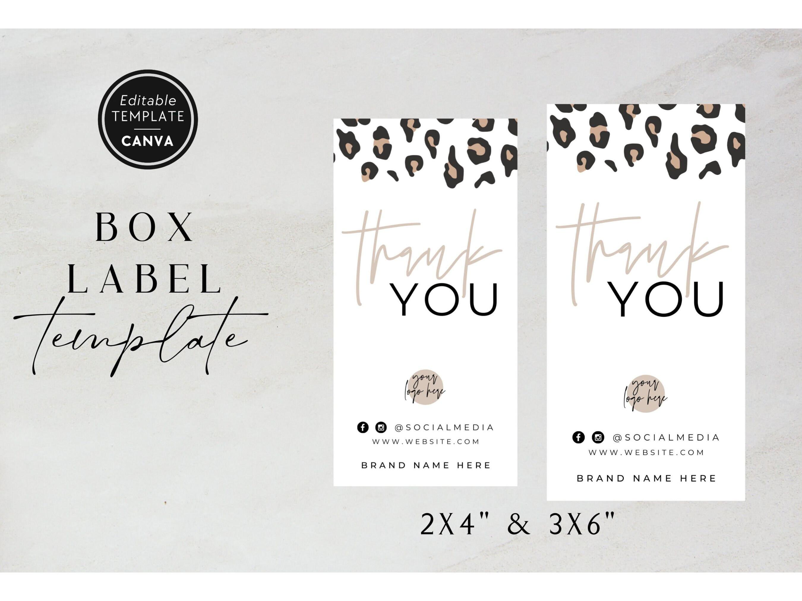 Leopard Box Label Template, Editable Packaging Labels, Order Packaging ...