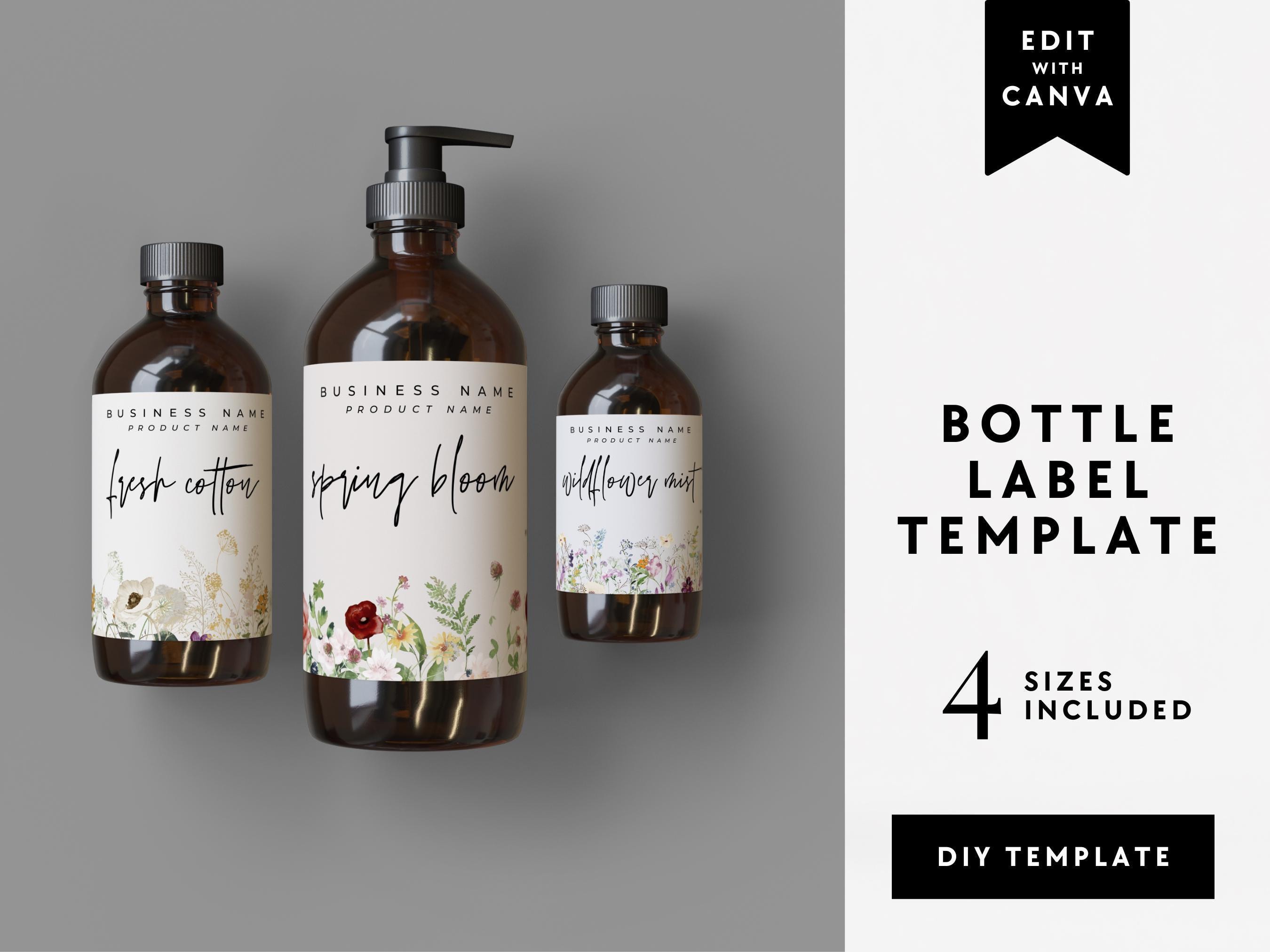 Editable Bottle Label Template Canva, Printable Lotion or Body Product ...