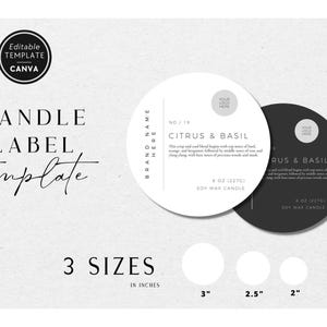 Round Candle Label Template, Editable Candle Lid Sticker Label, Pre ...