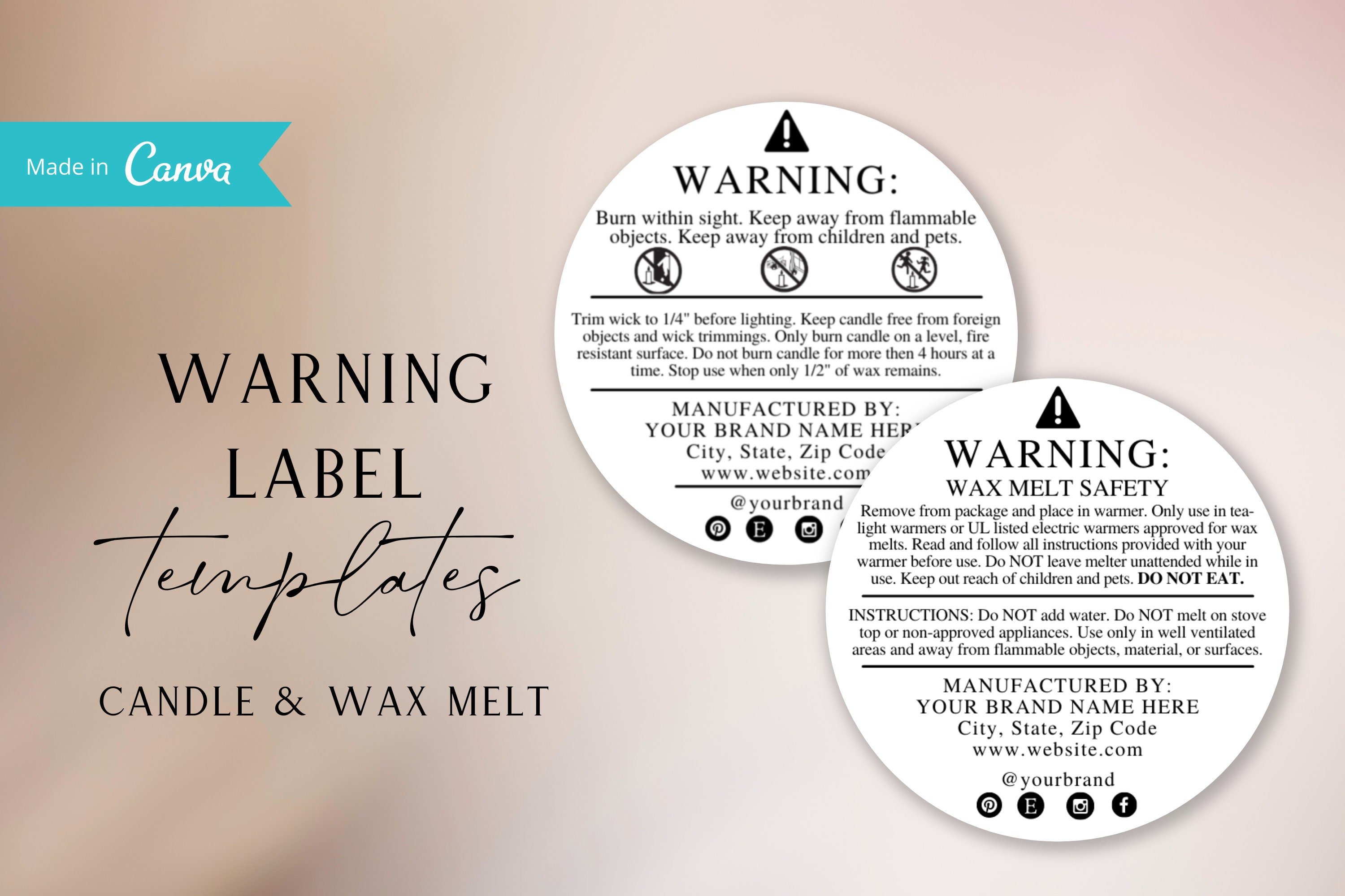 Candle Warning Labels Template