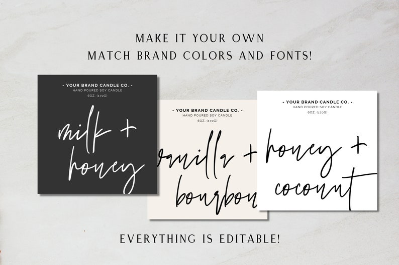 Modern Script Candle Label Template Editable Label DIY Candle - Etsy