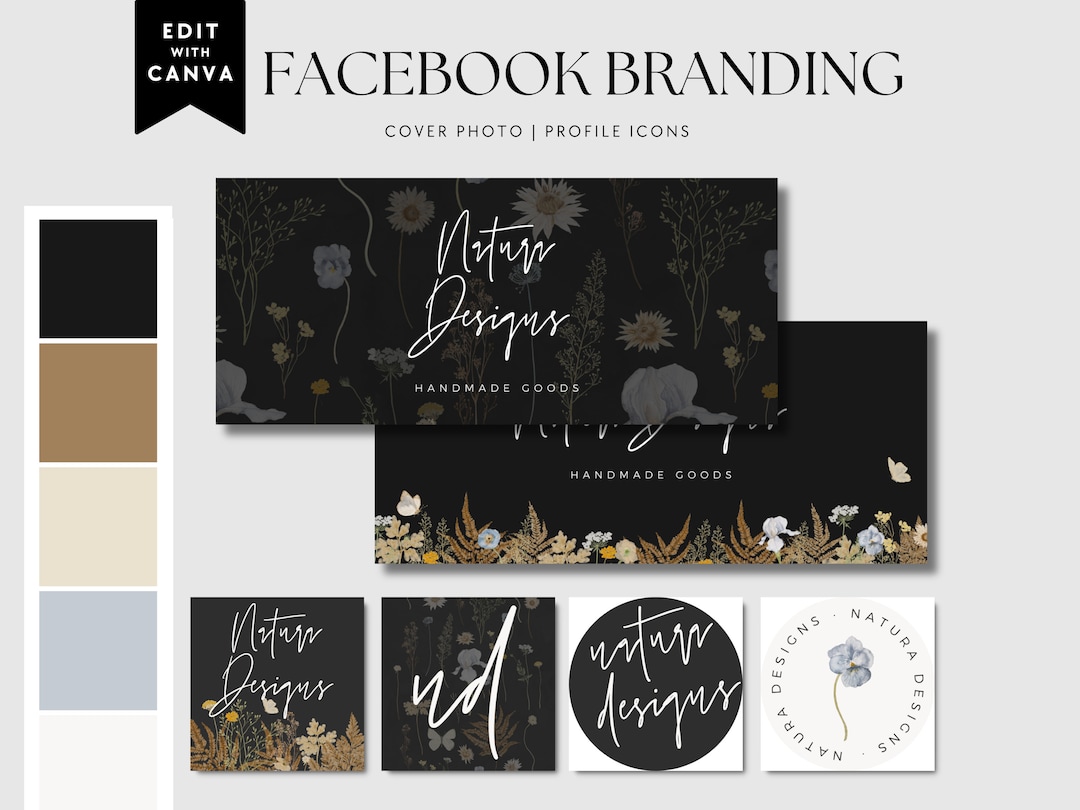 Moody Wildflower Facebook Cover Canva Template, Rustic Facebook Banner ...