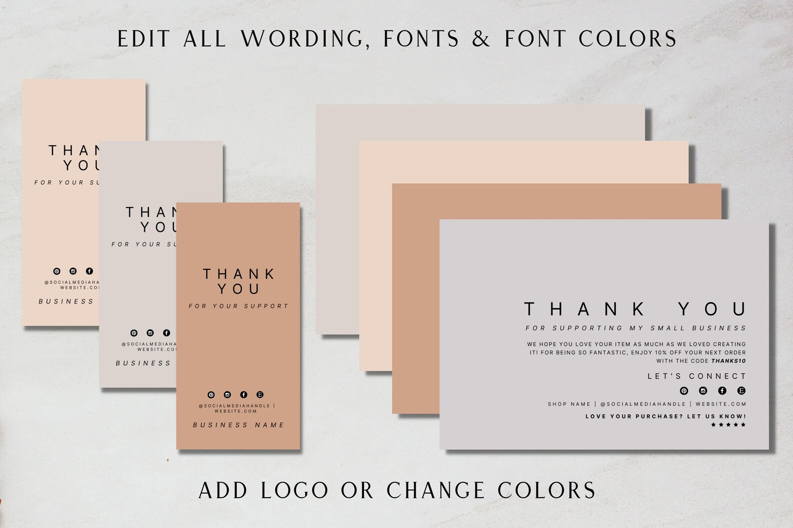 Box Label & Matching Thank You Card Template Bundle, DIY Business Thank ...