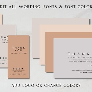 Box Label & Matching Thank You Card Template Bundle, DIY Business Thank ...