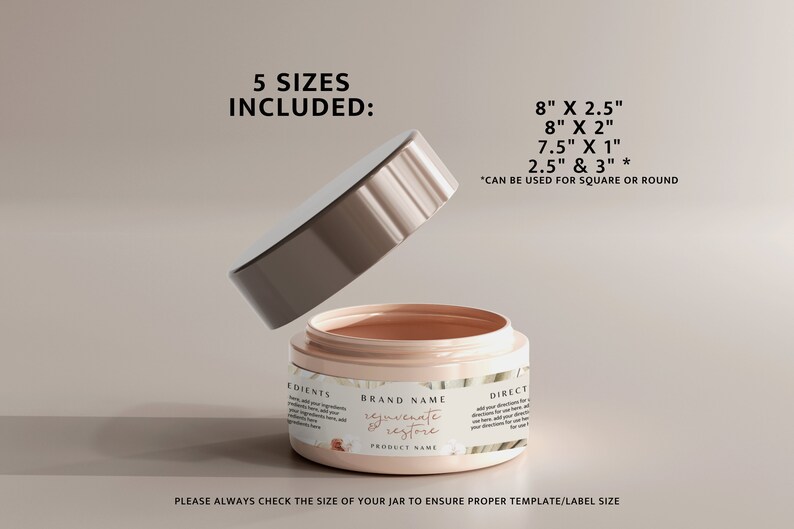 Boho Cosmetic Jar Label Template Body Butter Editable Label | Etsy