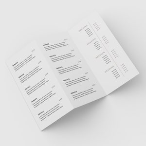 DIY Tri-fold Printable Price List Template, Editable Trifold Price ...