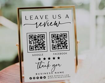 Ask for Review QR Code Sign Template, Google Review Sign, Facebook ...