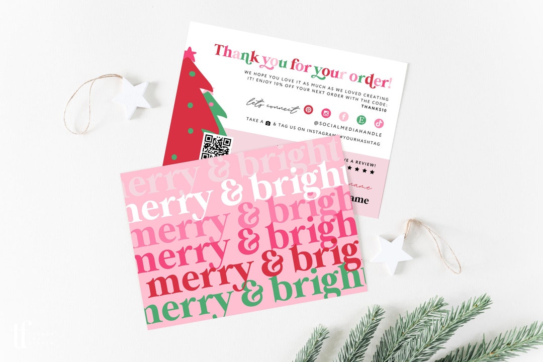 Colorful Christmas Business Thank You Card Canva Template, Cute Holiday ...