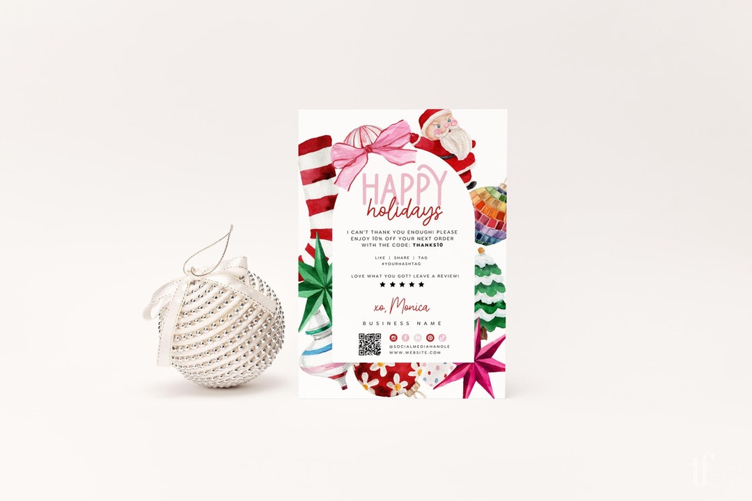Kitschy Christmas Business Thank You Card Canva Template, Cute Holiday ...