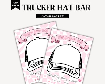 Trucker Hat Design Template for Trucker Hat Bar Black Design Patch ...