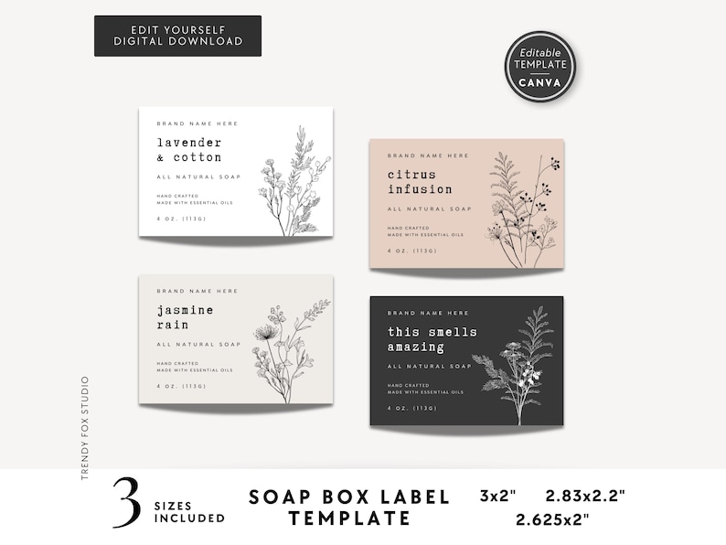 Editable Soap Box Label Canva Template, Printable Bar Soap or Body ...