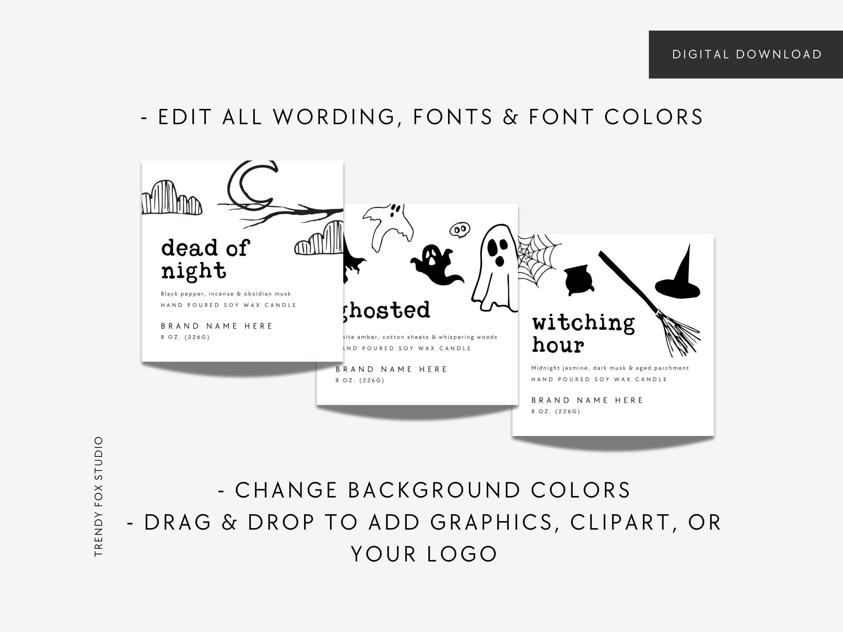 Halloween Candle Label Canva Template – Editable Spooky Ghost Design ...