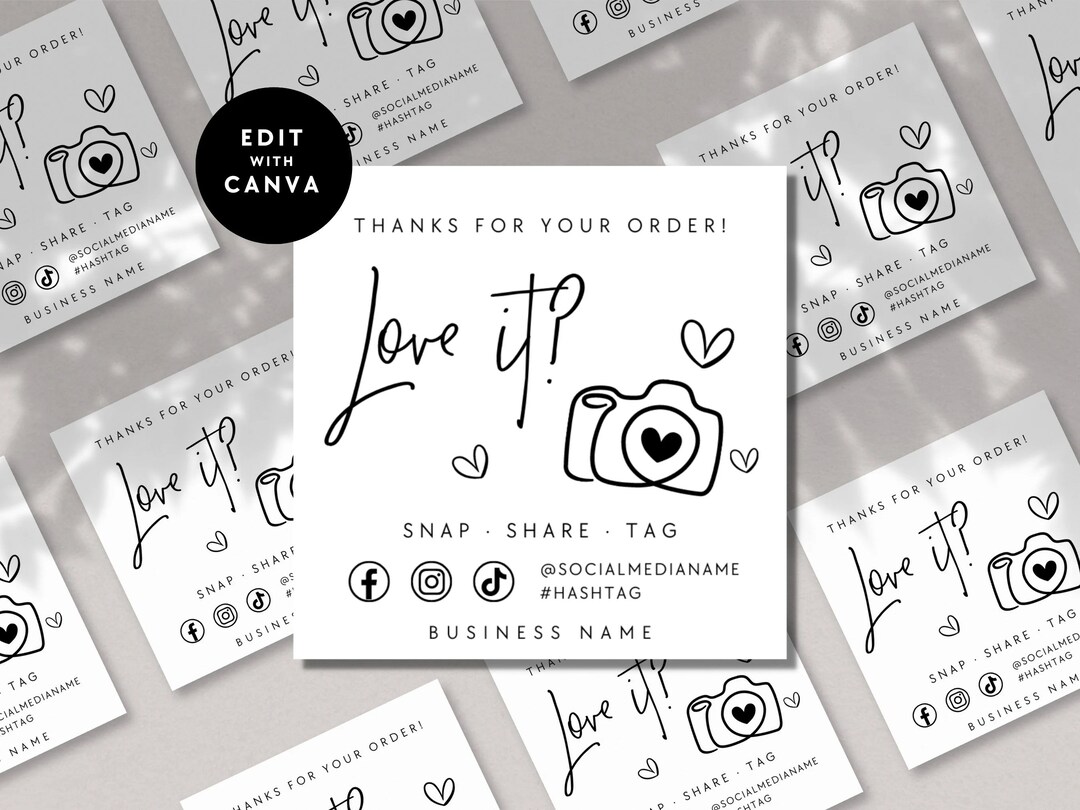 Snap and Share Card Template, Social Media Card Template, DIY Follow Us ...