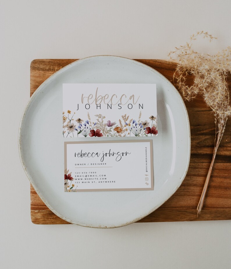 Boho Business Card Template Canva INSTANT DOWNLOAD Printable - Etsy