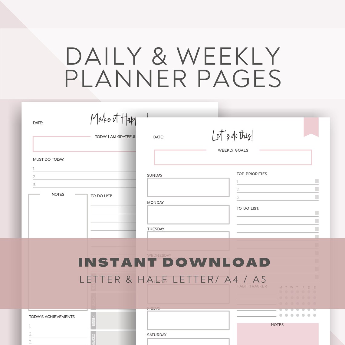 Daily & Weekly PLANNER Printable Weekly to Do List Day - Etsy