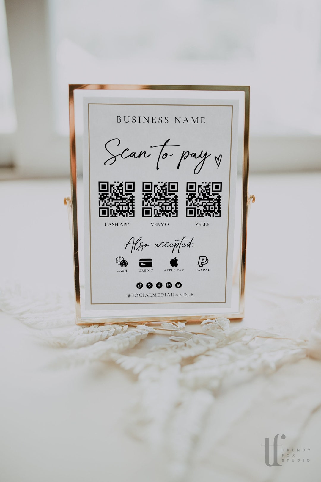 Printable Payment Sign QR Code Sign Canva Template, Scan to Pay Sign, Accepted Payments Cashapp ...