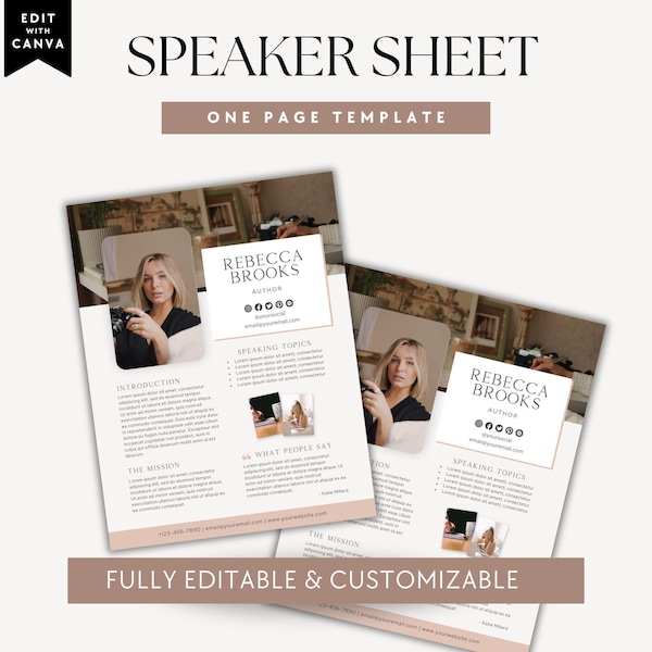 Speaker One Sheet - Etsy