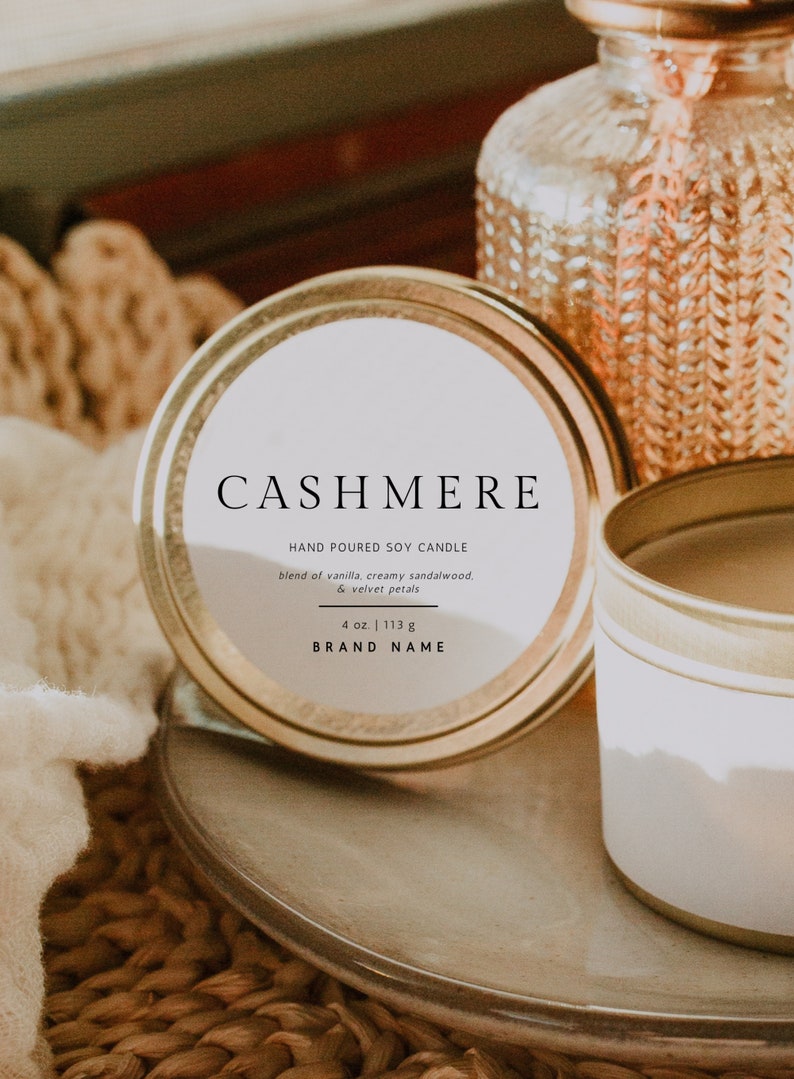 Round Candle Label Template Editable Candle Lid Sticker - Etsy