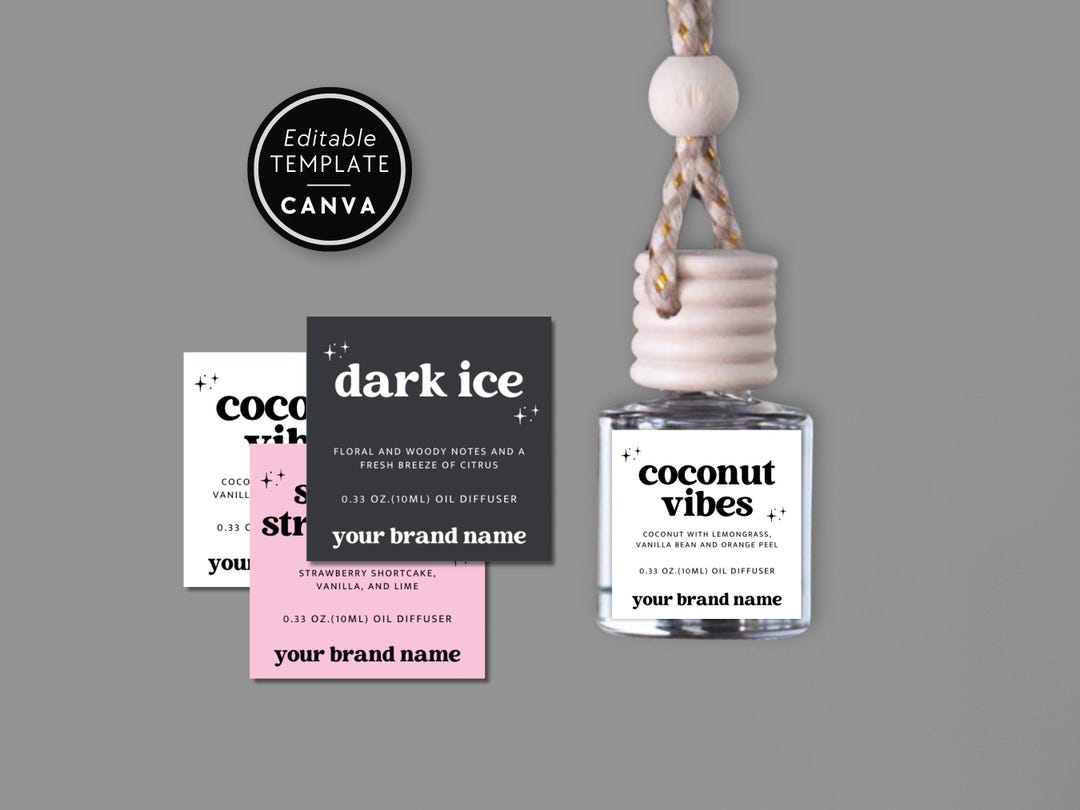 Car Diffuser Label Template Canva, Editable Product Label Template, DIY ...