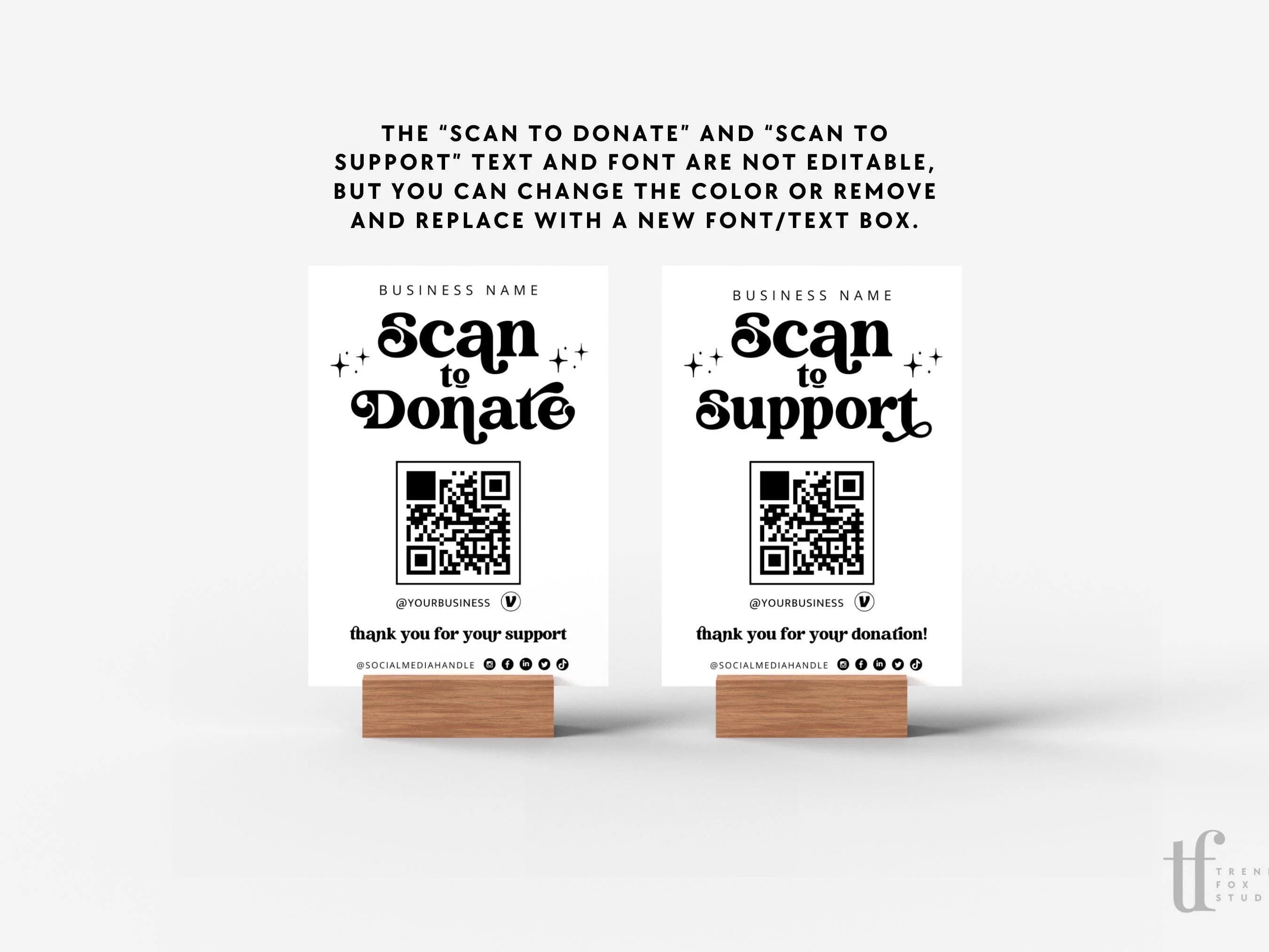 Retro Scan to Support Sign Canva Template, QR Code Printable Donation ...