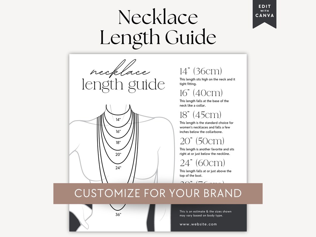 Editable Necklace Size Chart Canva Template, Necklace Sizing Guide ...