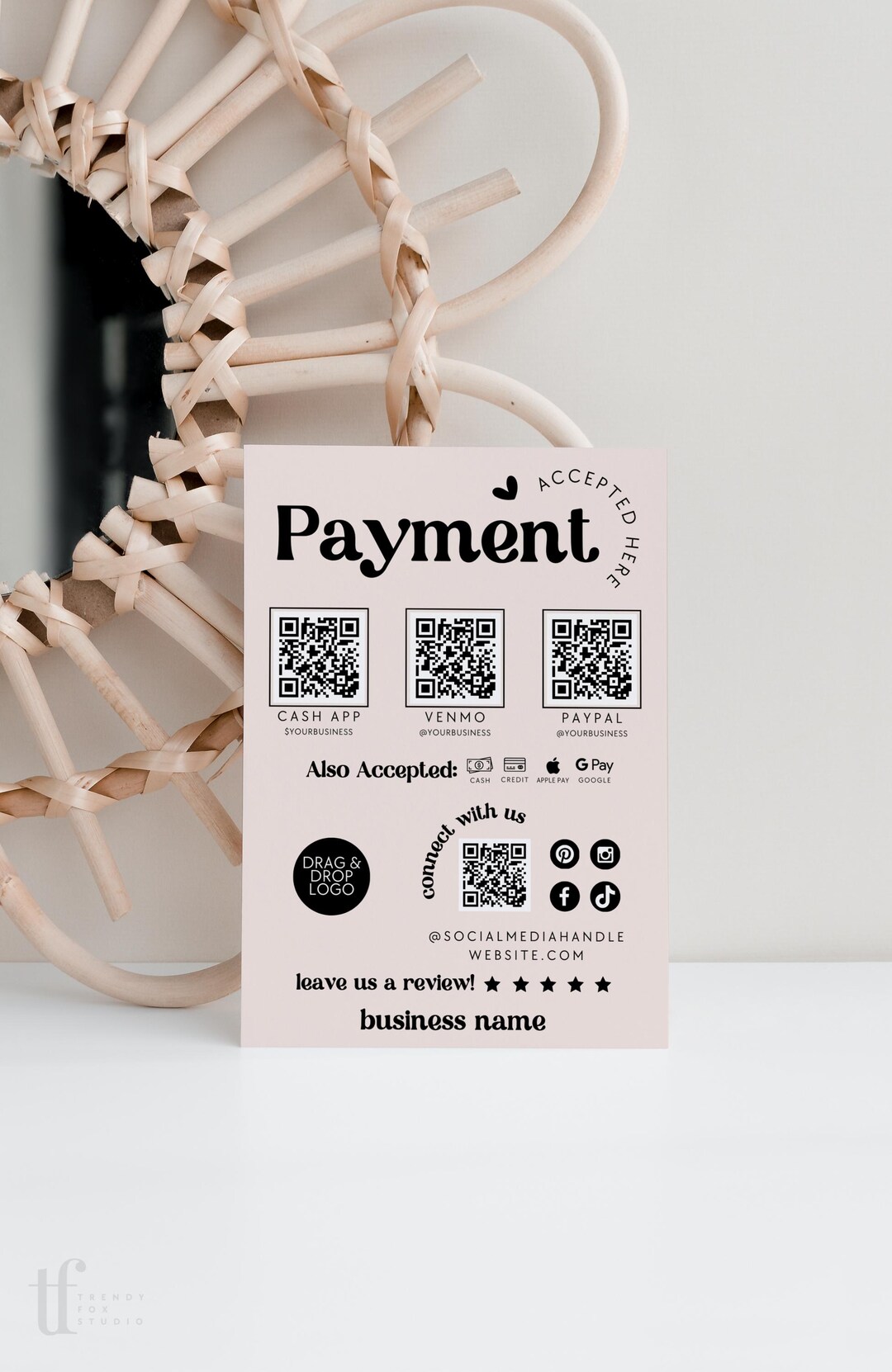 3 QR Code Scan to Pay Sign Template Canva, Retro Printable Payment Sign, Accepted Payments ...