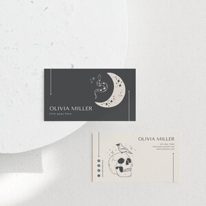 Goth Business Card Canva Template, DIY Printable Business Card, Dark ...