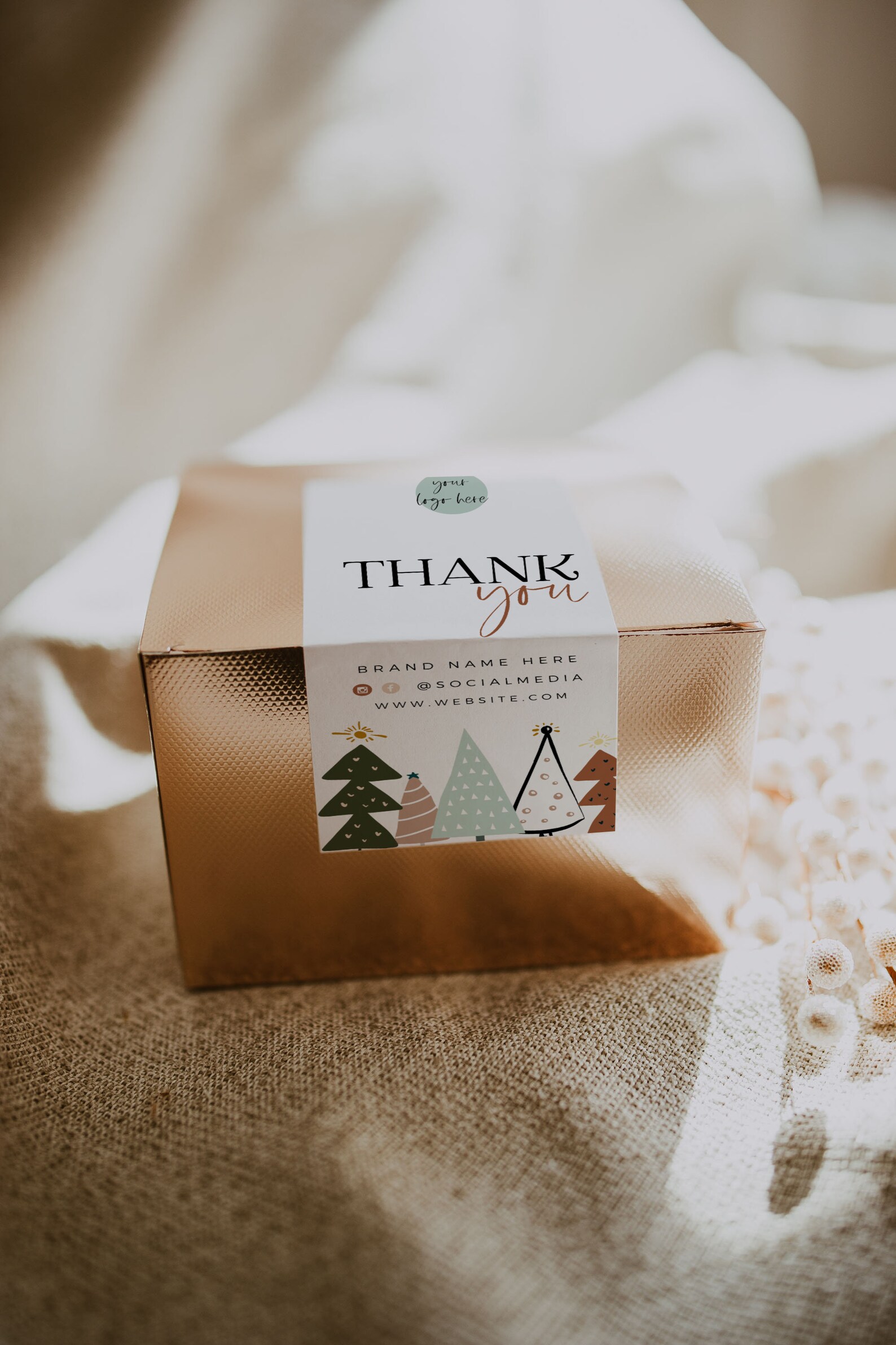 Holiday Box Label Template Editable Christmas Packaging - Etsy