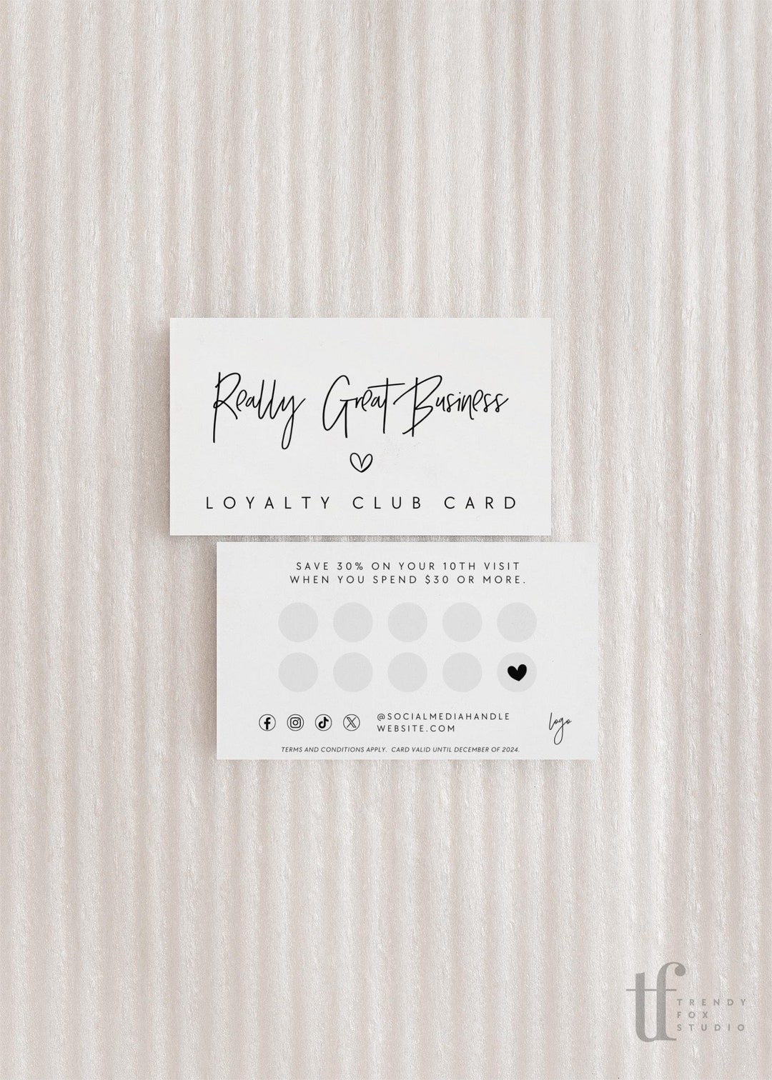 Minimalist Loyalty Card Canva Template, Simple Customer Reward Business ...