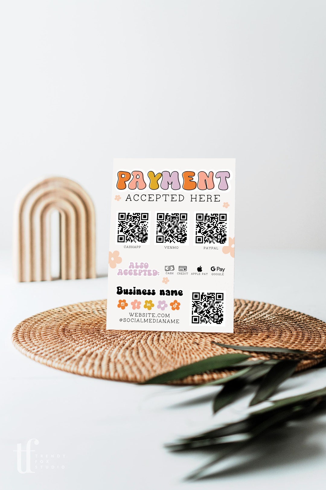 Retro Scan to Pay Sign Template, QR Code Sign, Printable Payment Sign ...