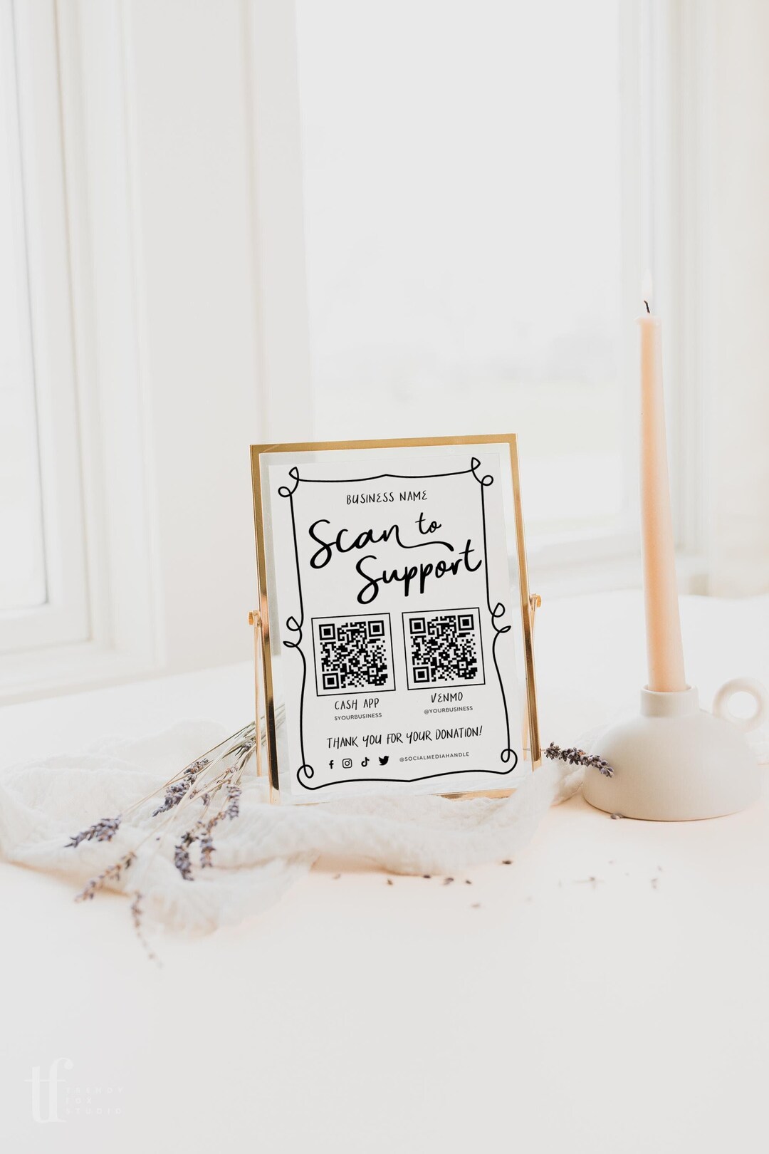 Whimsical Scan to Support QR Code Sign Canva Template, Printable Scan ...