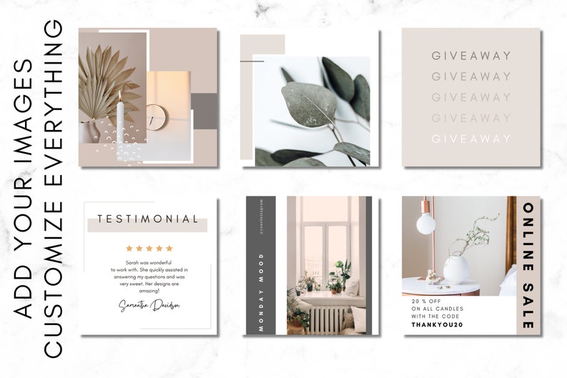 Neutral Instagram Post Templates Canva Minimal IG Feed - Etsy