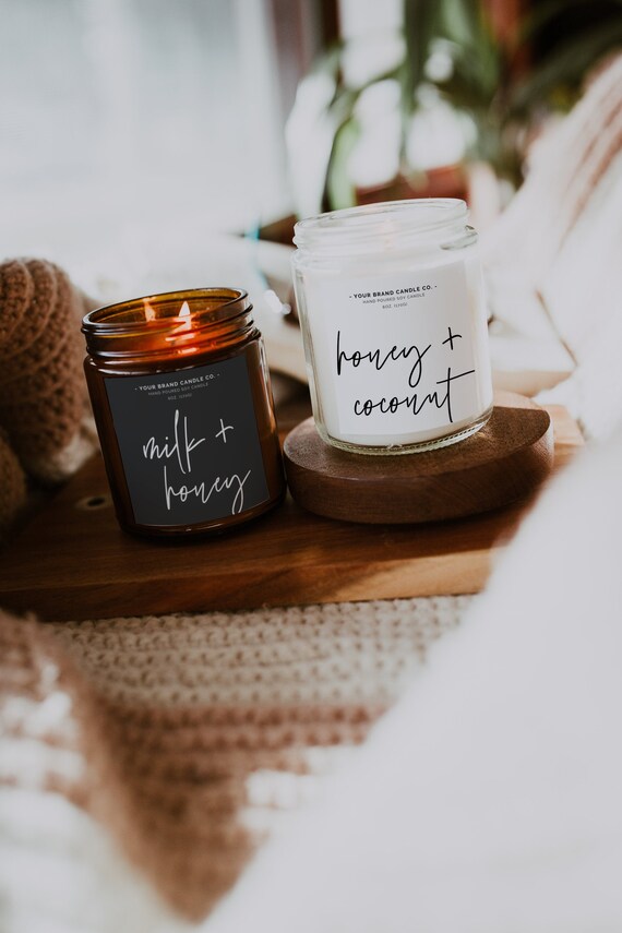 Modern Script Candle Label Template Editable Label DIY Candle - Etsy