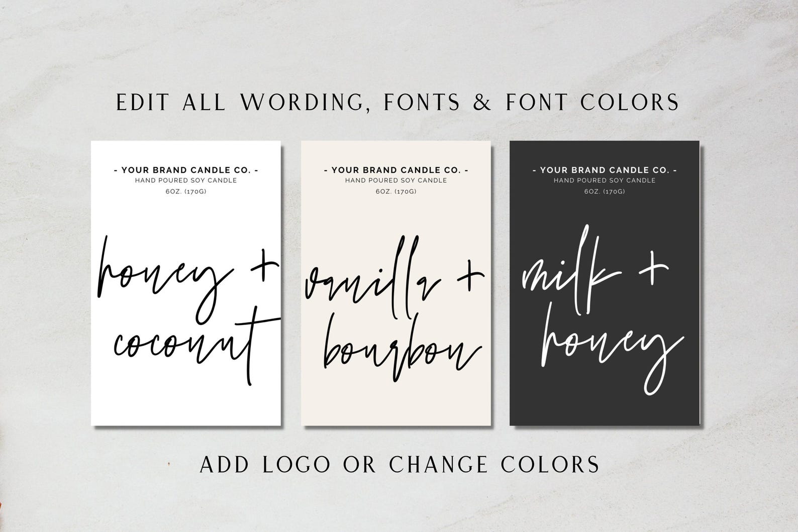 Modern Script Candle Label Template, Editable Label DIY Candle Label ...