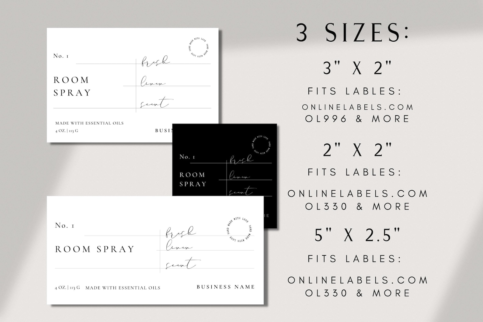 Room Spray Label Template, Editable Product Label Template, 2x2 3x2 DIY ...