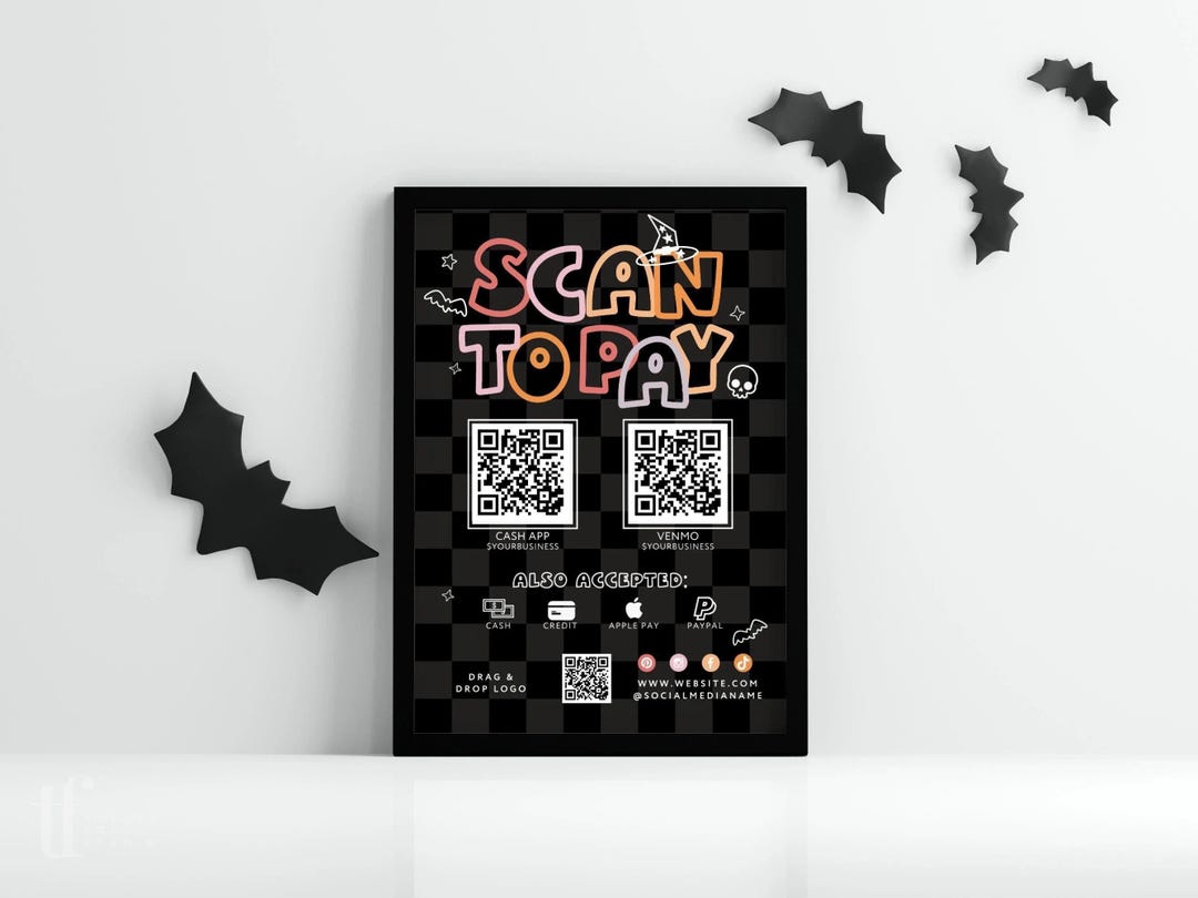 Cute Halloween Scan to Pay Sign QR Code Sign Template Canva, Editable ...