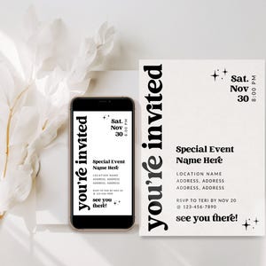 Retro Business Invitation Template, Special Event Invitation, Digital ...