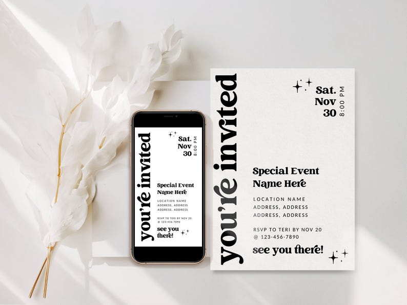 Retro Business Invitation Template, Special Event Invitation, Digital ...