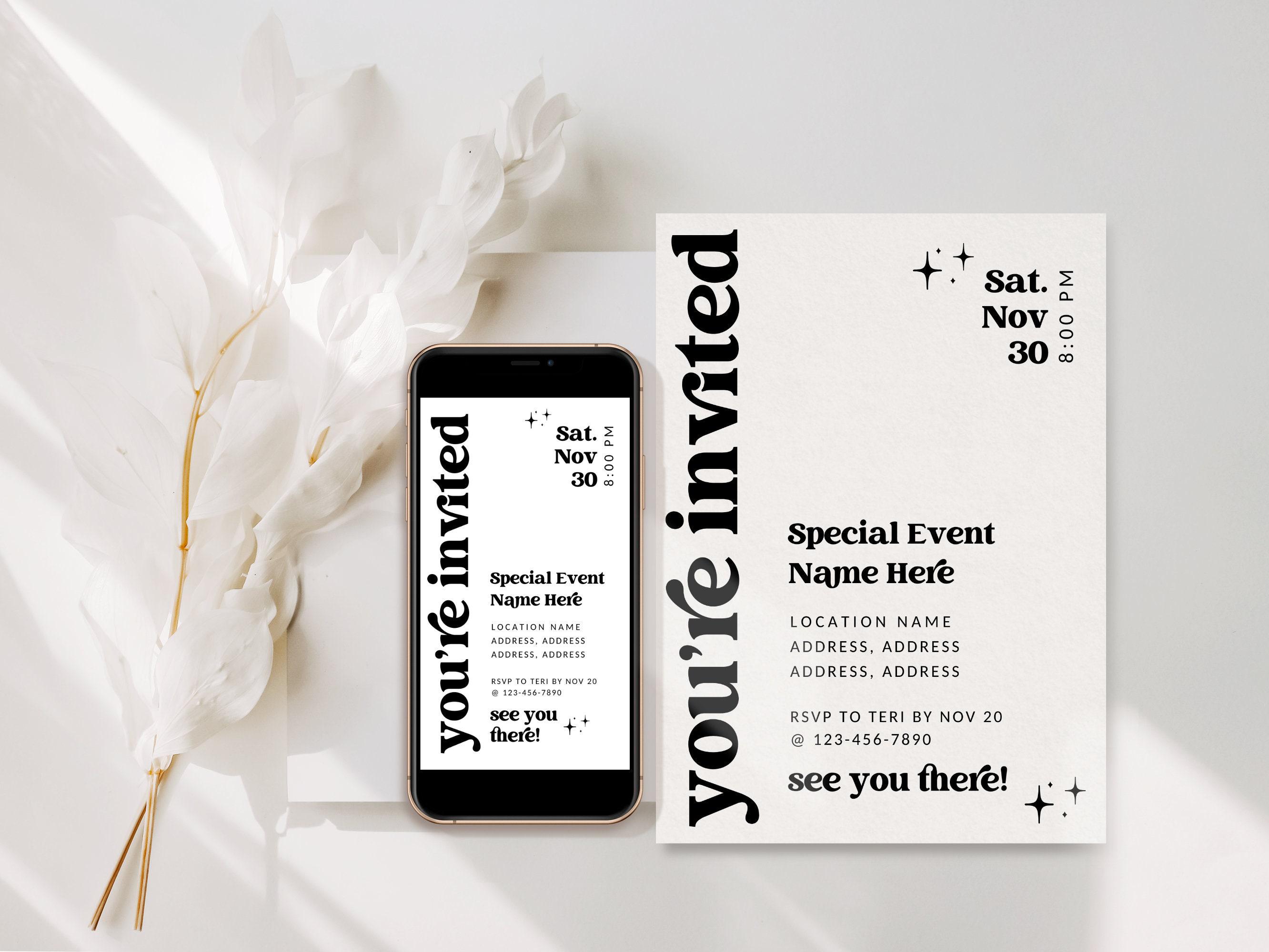 Retro Business Invitation Template, Special Event Invitation, Digital ...