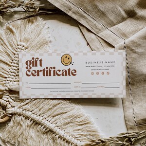 Retro Gift Certificate Template, DIY Printable Gift Voucher Certificate ...