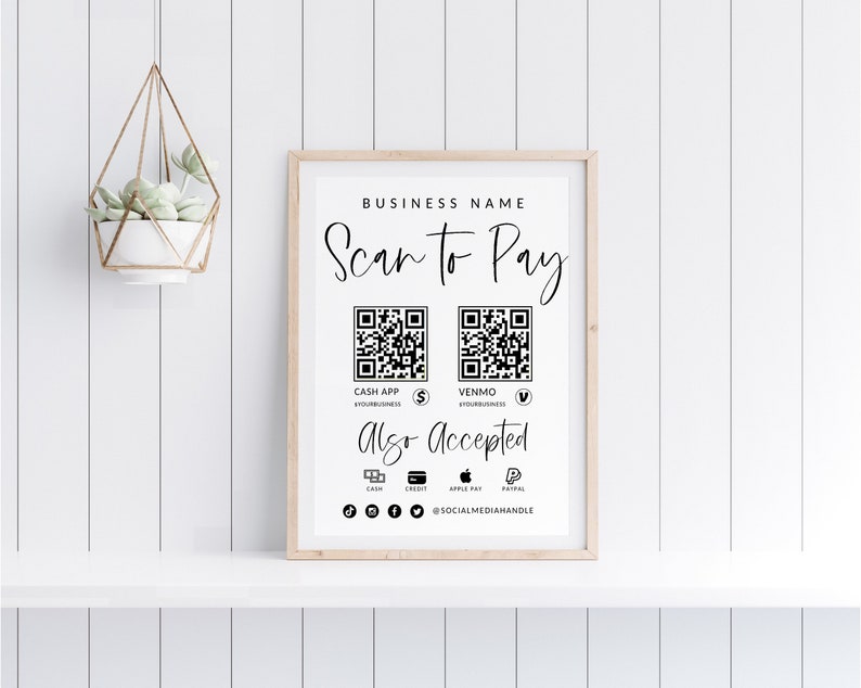 Modern Scan to Pay Sign & Price List Template QR Code Sign - Etsy