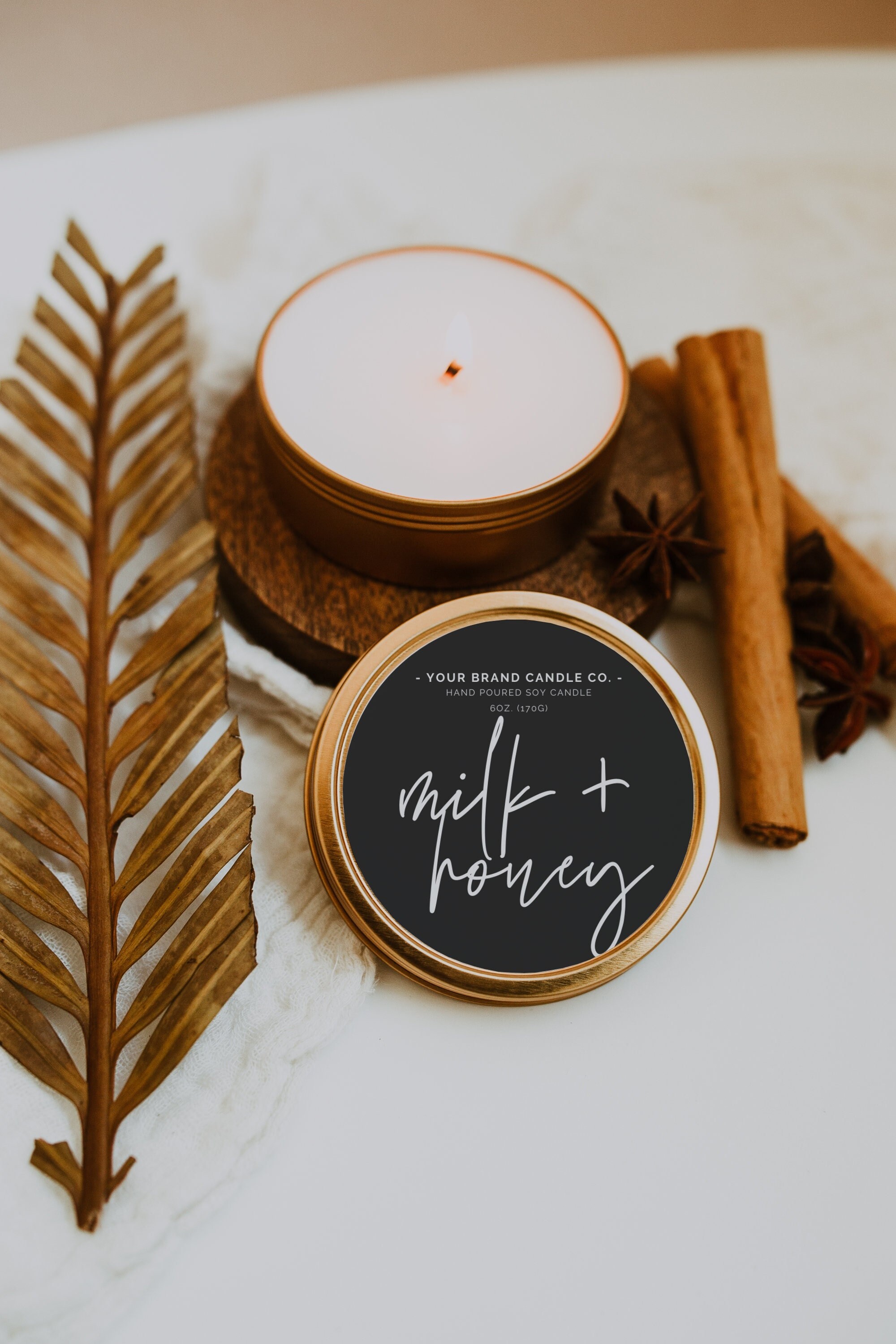 Round Candle Label Template Editable Candle Lid Sticker | Etsy