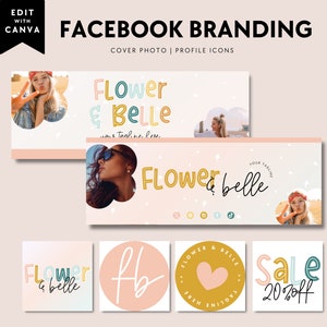Rainbow Facebook Cover Template, Pastel Facebook Banner, Facebook Icon ...