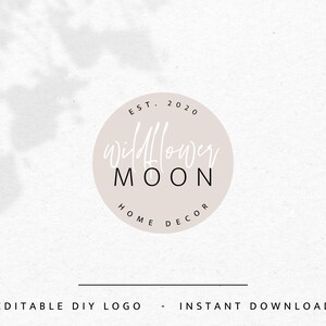 Premade Boho Logo Design, Modern Circle Logo, DIY Round Logo, Canva ...
