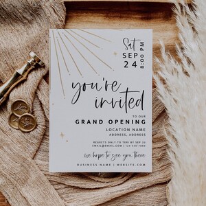 Boho Business Invitation Template, Special Event Invitation, Digital ...