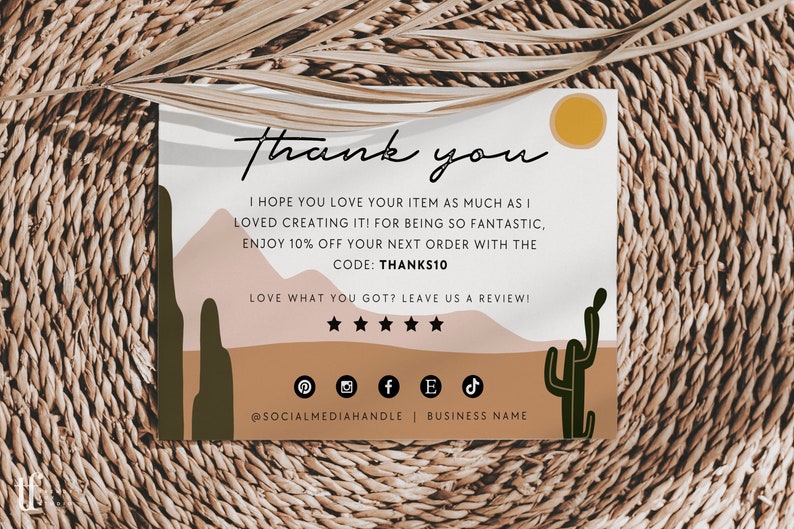 Western Desert Business Thank You Card Template Desert - Etsy