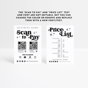 Retro Scan to Pay Sign & Price List Template, QR Code Sign, Printable ...