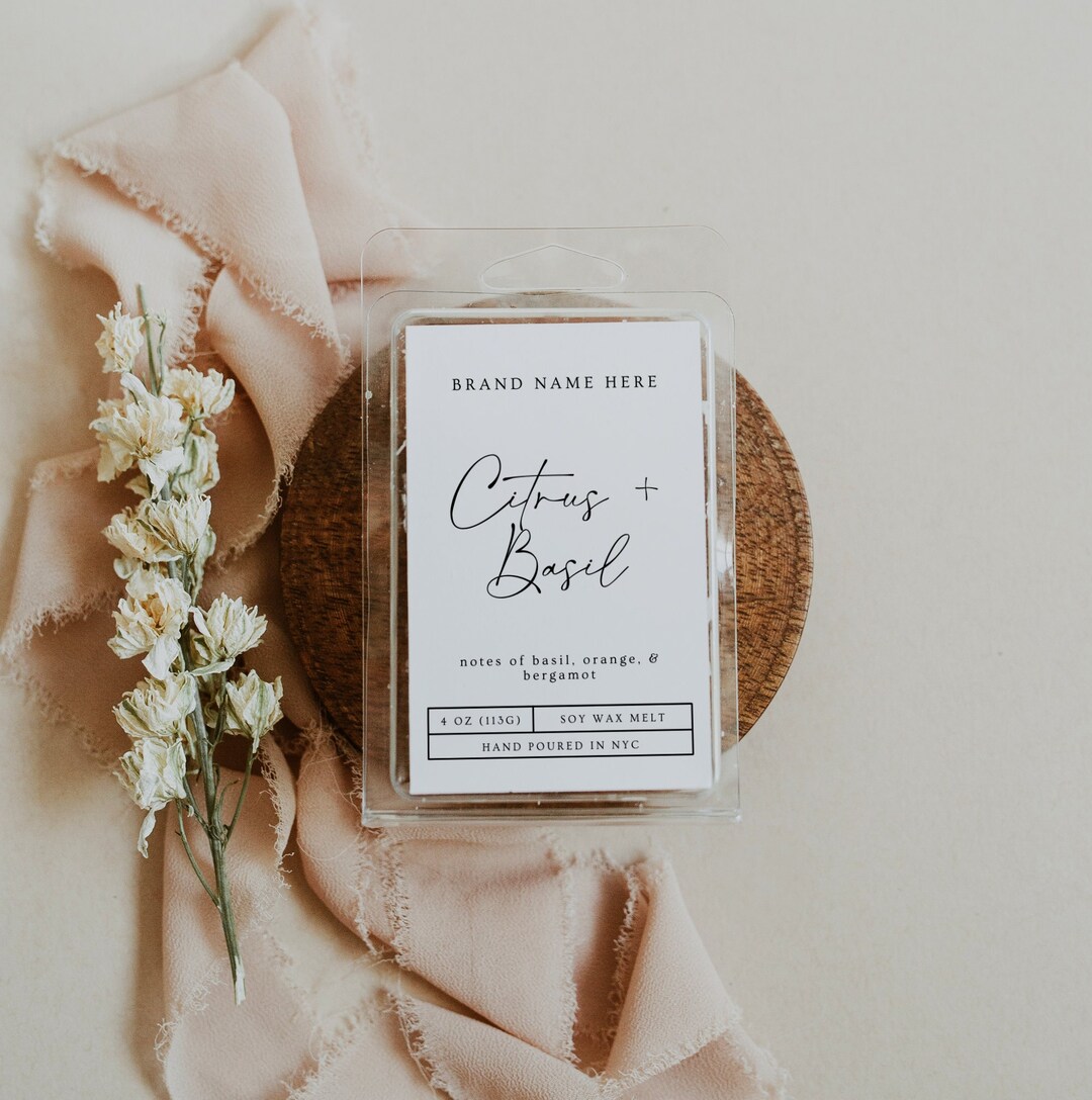 Wax Melt Label Template, Editable Label, DIY Minimal Wax Tart Label ...